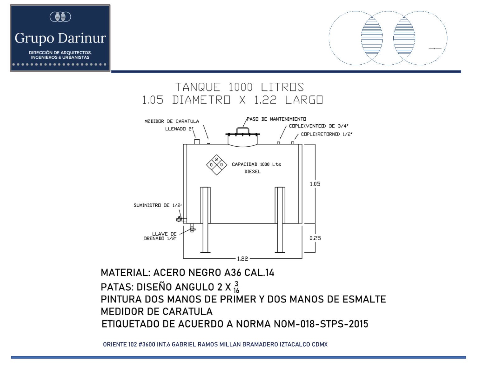 Tanques de Diesel 1,000 lts – Grupo Darinur